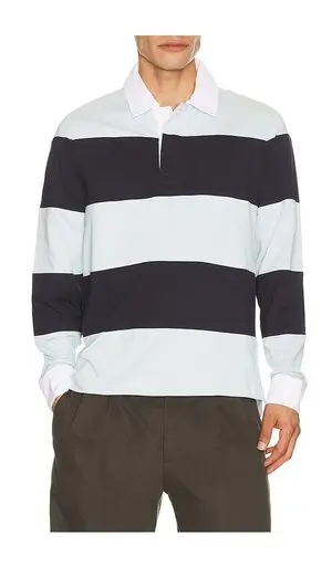 Rag & Bone Classic Stripe Rugby Shirt In Blue