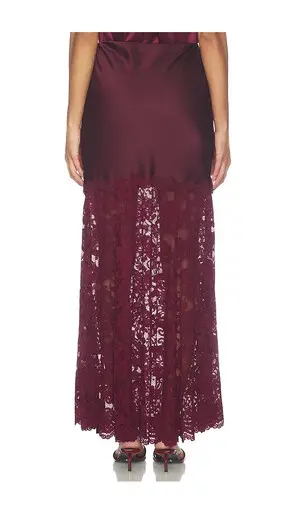 Generation Love Perrine Lace Combo Satin Skirt In Burgundy
