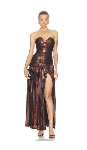 Delfi Riya Dress In Metallic - Bronze