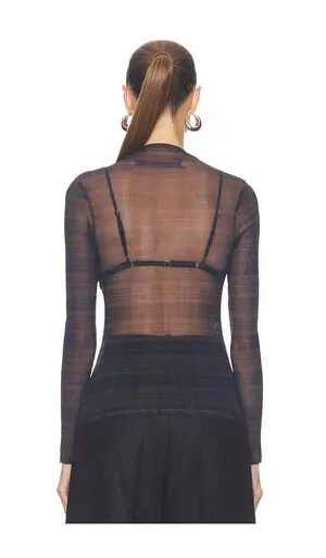 Enza Costa Mesh Longsleeve Twist Top In Grey