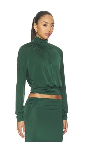 Eterne Anouk Liquid Jersey Top In Green