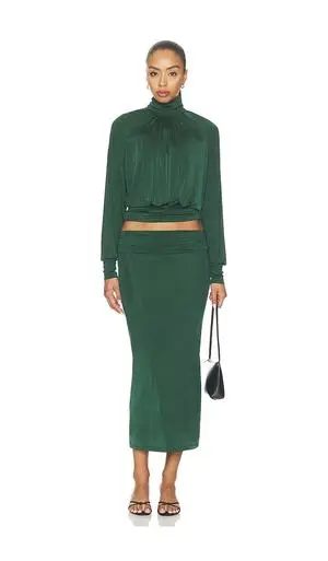 Eterne Anouk Liquid Jersey Top In Green