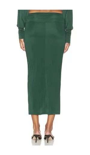 Eterne Elsa Liquid Jersey Midi Skirt In Green