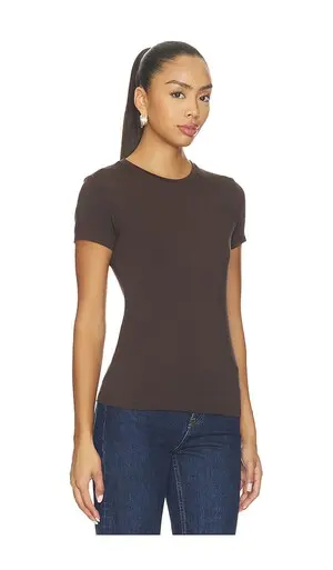 L'Agence Ressi Short Sleeve Crew Neck Tee In Brown