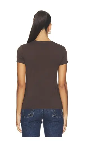 L'Agence Ressi Short Sleeve Crew Neck Tee In Brown