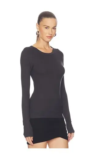Enza Costa Silk Rib Essential Crew In Grey