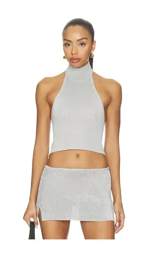 Lioness Trophy Halter Top In Metallic - Silver