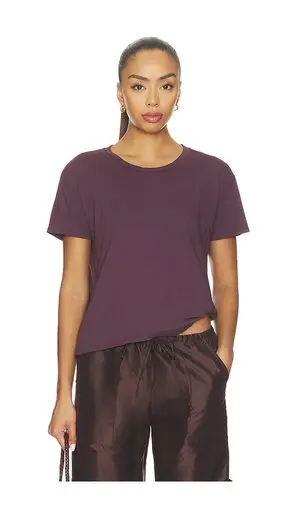PERFECTWHITETEE Harley Cotton Short Sleeve Boxy Crew Tee In Burgundy - Cherry Lacquer