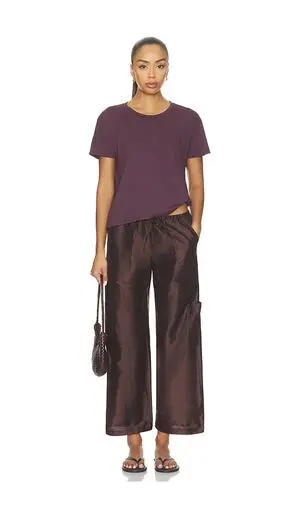 PERFECTWHITETEE Harley Cotton Short Sleeve Boxy Crew Tee In Burgundy