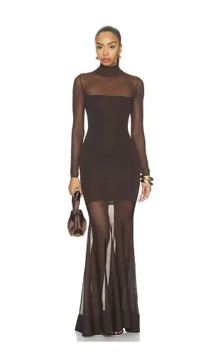 SEROYA Angie Knit Dress In Brown - Espresso
