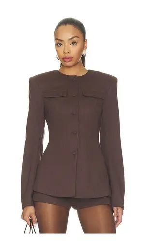 ALL THE WAYS Trina Collarless Blazer - Brown