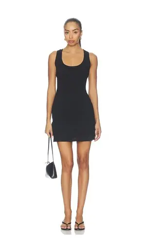 PEACHY DEN Deba Shirred Tank Dress In Black