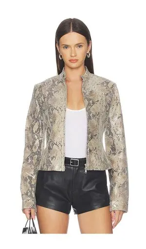 GRLFRND X Sophia Kelly Amari Leather Moto In Brown