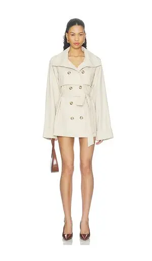 SNDYS. Myka Funnel Neck Trench Dress In Tan
