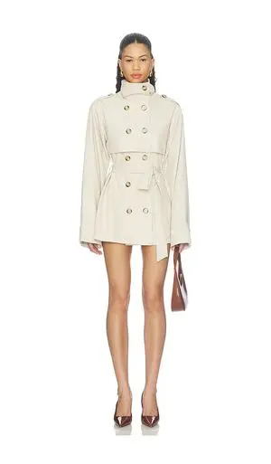 SNDYS. Myka Funnel Neck Trench Dress In Tan