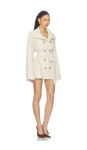 SNDYS. Myka Funnel Neck Trench Dress In Tan