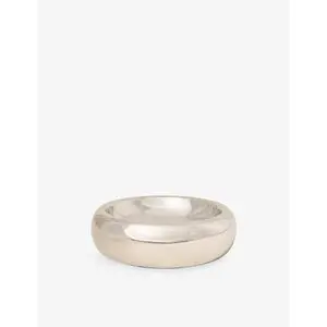 CATENARY HOME Halo Chrome Ceramic Pet Bowl - Silver