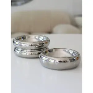 CATENARY HOME Halo Chrome Ceramic Pet Bowl