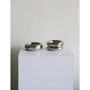 CATENARY HOME Halo Chrome Ceramic Pet Bowl
