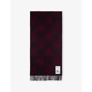 Burberry Brand-patch Checked Alpaca Wool Scarf