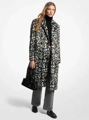 Michael Kors Leopard Print Faux Fur Coat In Size By