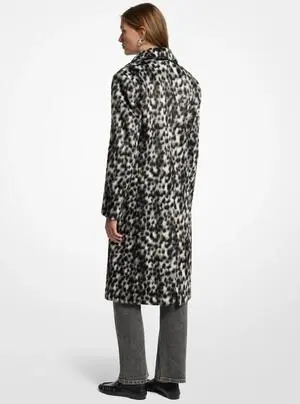 Michael Kors Leopard Print Faux Fur Coat In Size By