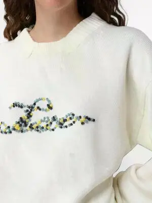 Paul Smith Cream 'love' Embroidered Knitted Sweater