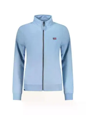 NORWEGIAN RAIN Zip-up Logo-patch Sweatshirt - Blue