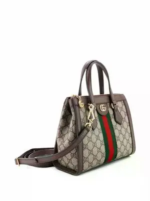 Gucci Ophidia Top Handle Gg Coated Canvas Small Tote Bag - Brown
