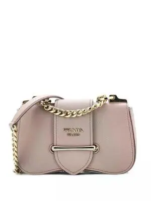 Prada Sidonie Chain Saffiano Leather Medium Shoulder Bag - Neutrals