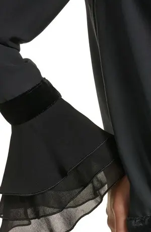Karl Lagerfeld Paris Velvet Trim Georgette Shirt