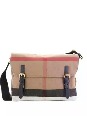 Burberry Baildon Messenger Bag House Check Canvas Large Crossbody Bag - Brown