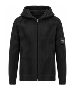 C.P. COMPANY Lambswool Hooded Lens Zip Sweater