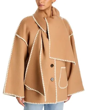 A.REN A. Ren Eliette Blanket Stitch Double Face Scarf Coat