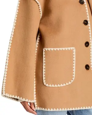 A.REN A. Ren Eliette Blanket Stitch Double Face Scarf Coat