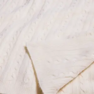 HUDSON PARK COLLECTION Cashmere & Wool Throw Blanket - White Cloud