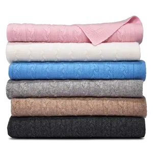 HUDSON PARK COLLECTION Cashmere & Wool Throw Blanket - White Cloud