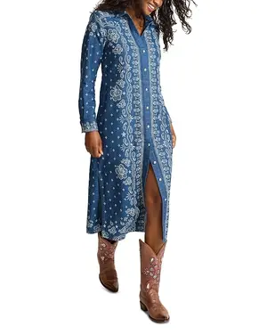 Tommy Bahama Bandana Bay Cotton Long Sleeve Midi Dress - Midnight Bay Wash