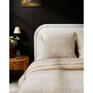 PARACHUTE Linen Box Quilted Sham, Euro - Bone