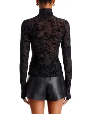 AFRM Zadie Long Sleeve Flocked Mesh Top