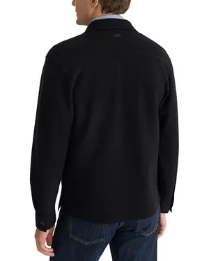 Eton Boiled Wool Button Shirt Jacket - Navy