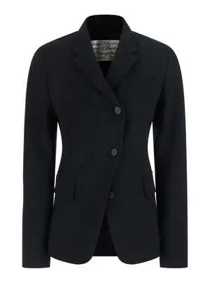 Acne Studios Tech Fabric Jacket With Leather Panel Back And Zip Front