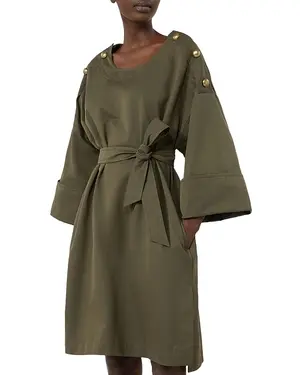 Max Mara Mxmmelodia Belted Cotton Dress - Mud