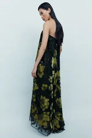 HELSI Margot Velvet Burnout Midi Dress