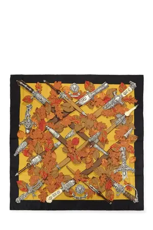 Hermès Multicolor 'au Plus Dru' Silk Scarf 90 - Black