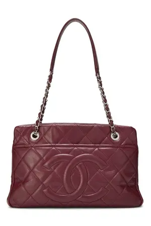 Chanel Burgundy Caviar Timeless 'cc' Tote - Red