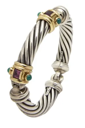 David Yurman Silver Two-tone Renaissance Cable Bracelet