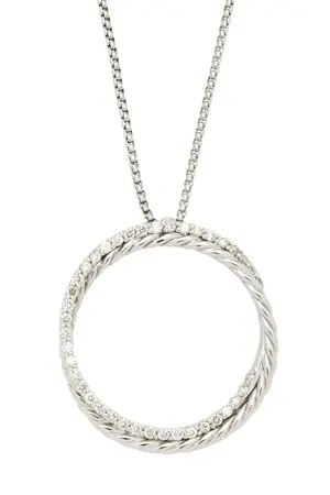 David Yurman Diamond Infinity Crossover Circle Pendant Necklace