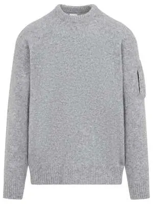 C.P. COMPANY Maglione Girocollo In Lana Con Dettaglio Lens - Gray