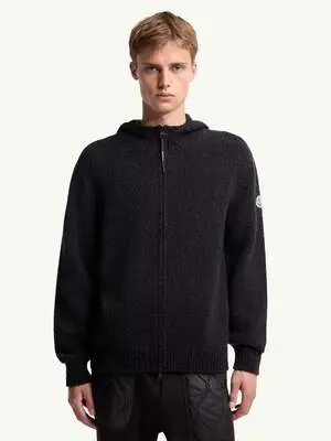 Moncler Felpa Con Zip E Cappuccio In Misto Lana Boucl